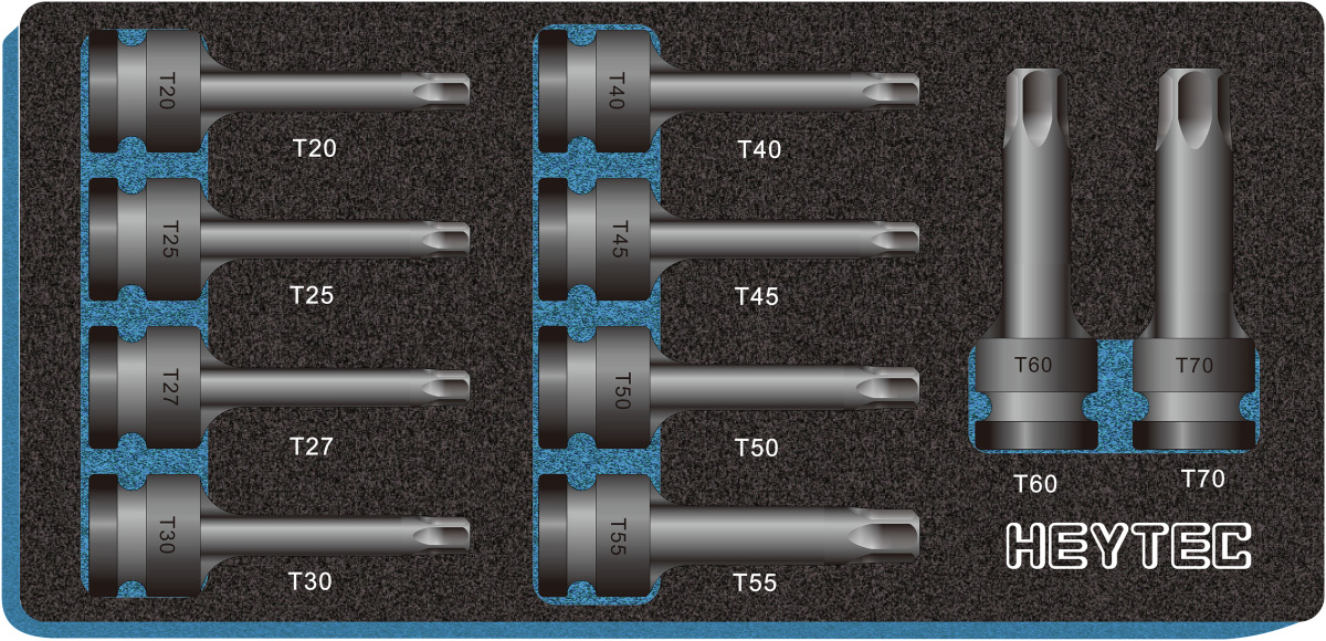 1/2" IMPACT screw driver socket set, 10-pcs. | HEYCO Qualitätswerkzeuge
