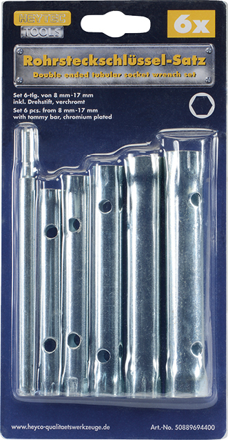 Double ended tubular socket wrench set, 6 pcs. | HEYCO Qualitätswerkzeuge
