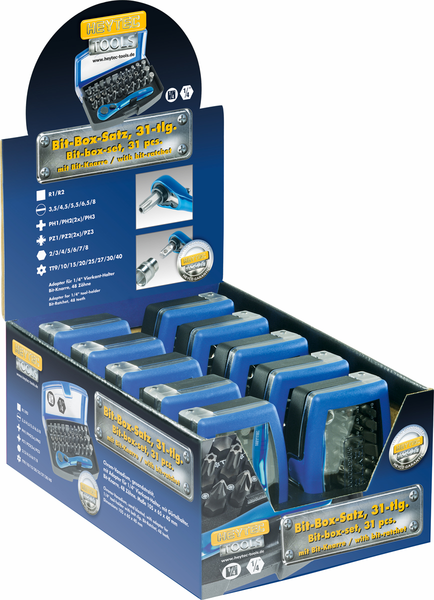 Sale display. Bit-box-set, 31 pcs. with bit-ratchet | HEYCO ...
